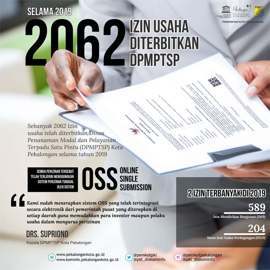 Dpm Ptsp 2062 Izin Usaha Diterbitkan Dpmptsp Kota Pekalongan Di Tahun
